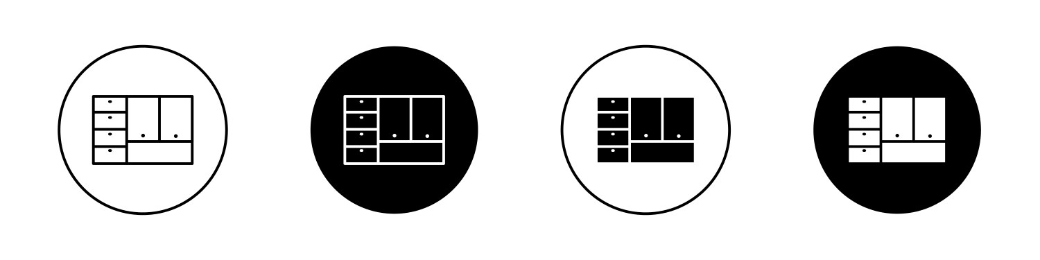 Cabinet icon set office drawer symbol storage Vector Image