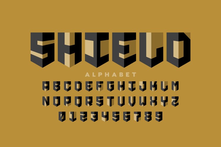 Shield style font design security protection Vector Image