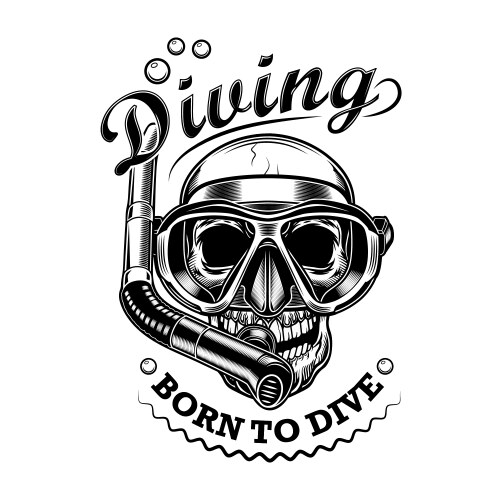 Skull in the diving mask Royalty Free Vector Image