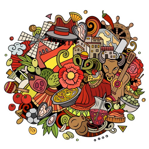 Spain hand drawn cartoon doodle Royalty Free Vector Image