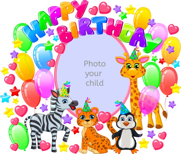 Birthday sticker with balloons and sweets Vector Image