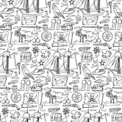 Caribbean pirates and corsairs seamless pattern Vector Image