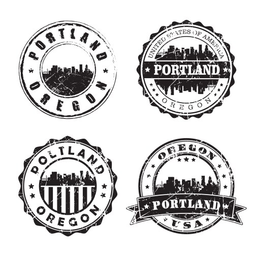 Portland oregon skyline detailed silhouette Vector Image