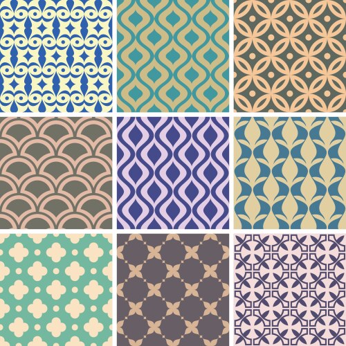 Retro different seamless patterns tiling Vector Image