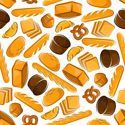 Bread and pastry food seamless pattern background Vector Image