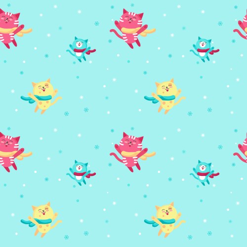Funny cats seamless pattern Royalty Free Vector Image