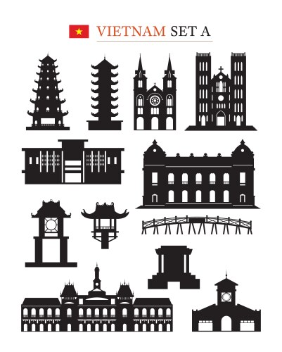 Hanoi vietnam landmarks architecture building Vector Image