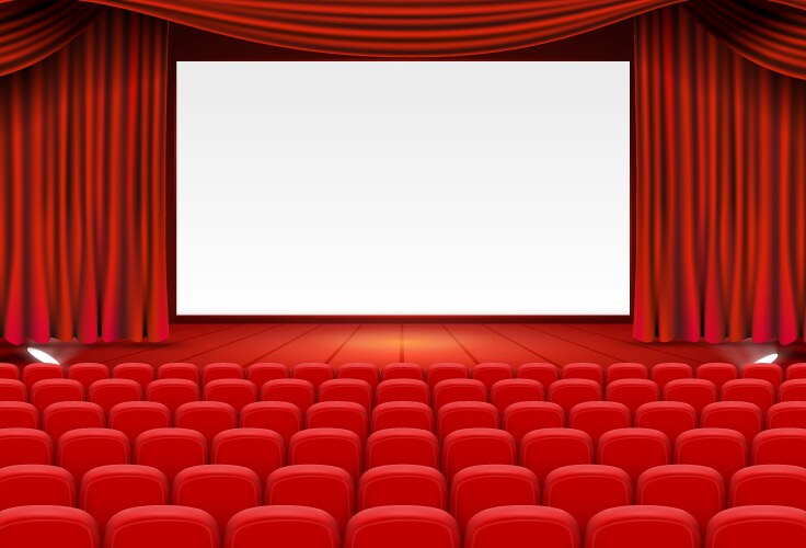 Red Cinema Seats with White Screen Royalty Free Vector Image