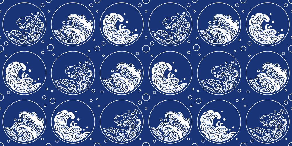 Oriental ocean wave seamless background Royalty Free Vector