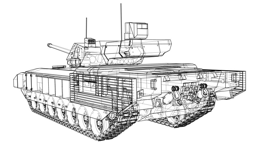 Blueprint of realistic tank Royalty Free Vector Image