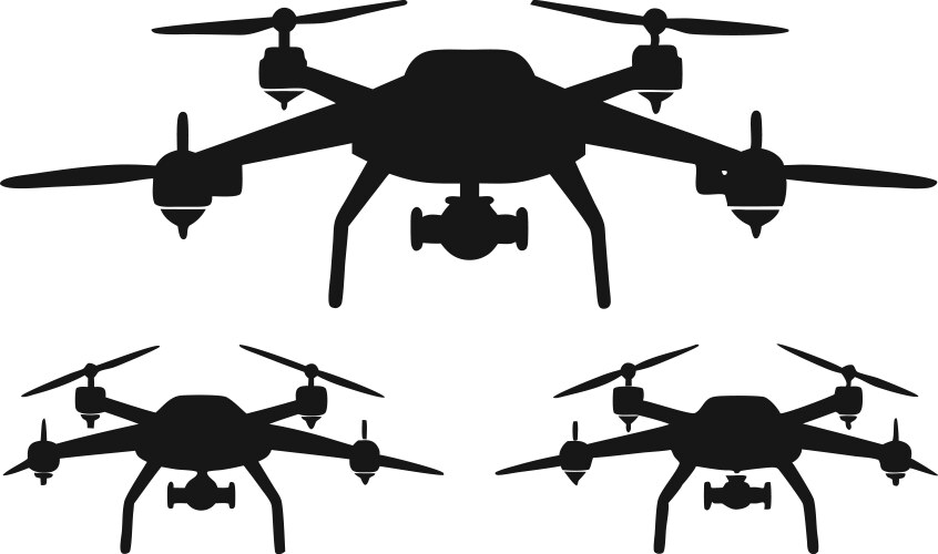 Flying drone silhouette 5 Royalty Free Vector Image