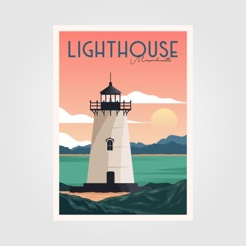 Lighthouse poster Royalty Free Vector Image - VectorStock