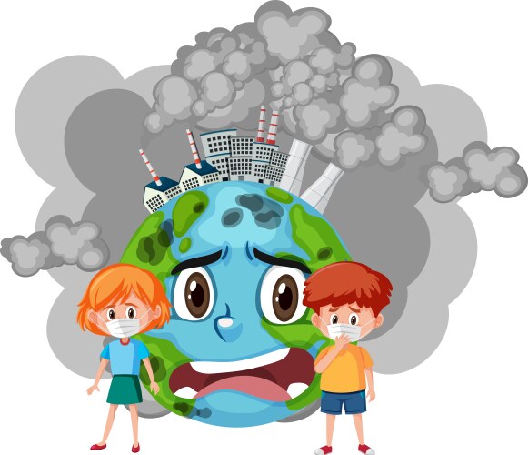 Poster design for stop pollution with earth Vector Image
