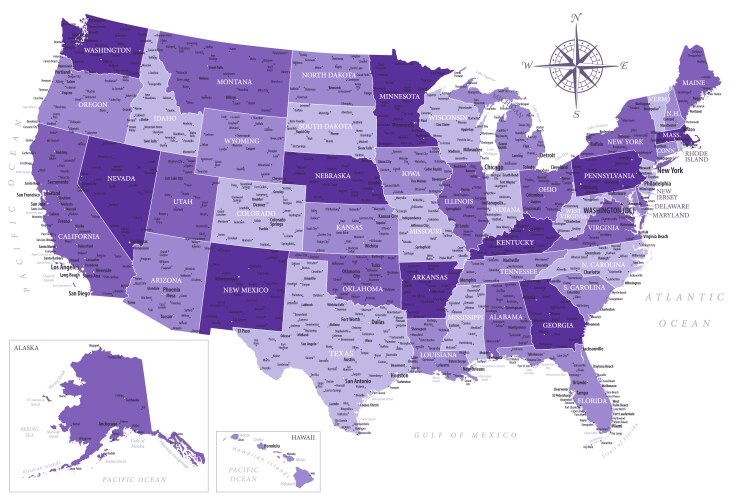 United states - highly detailed map Royalty Free Vector United states - highly detailed map Royalty Free Vector