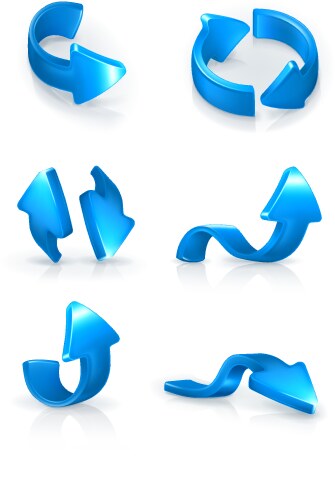 Gradient blue arrow set Royalty Free Vector Image