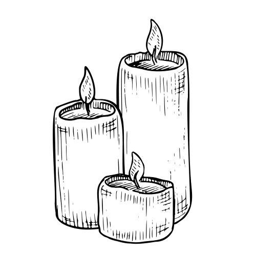 Candle hand drawn set engraving style Royalty Free Vector