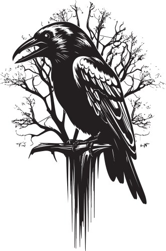 Shadow sentinel skull and raven design Royalty Free Vector