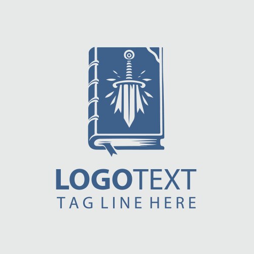 Sword book logo Royalty Free Vector Image - VectorStock