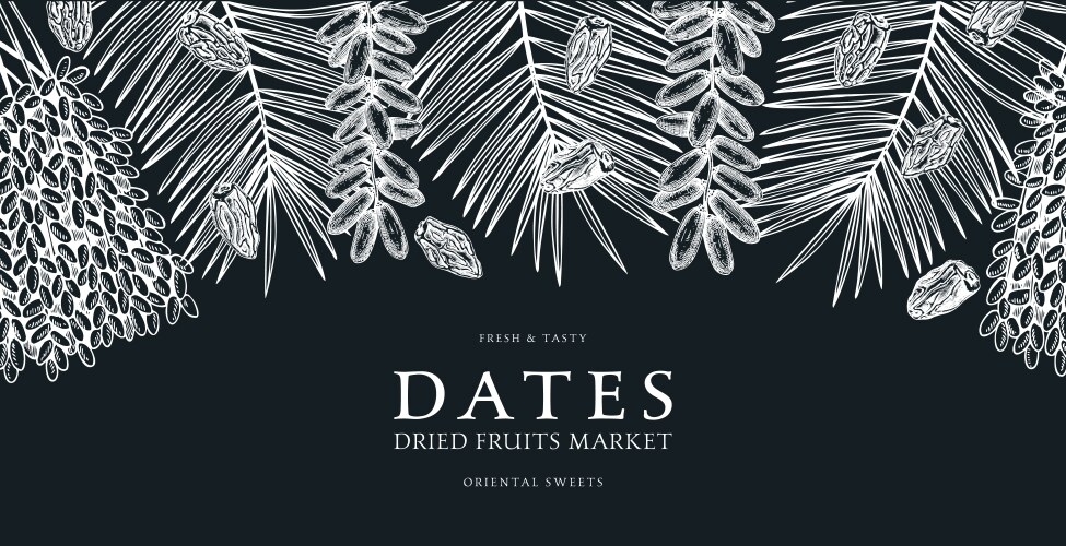 Hand drawn border design with date palm leaves Vector Image