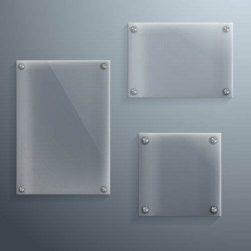 Realistic glass frame template set Royalty Free Vector Image