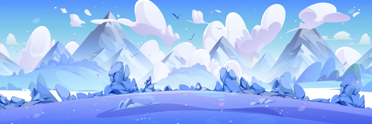 Snowy winter panoramic banner Royalty Free Vector Image