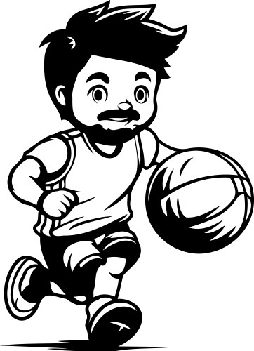 Basketball player running with ball in cartoon Vector Image