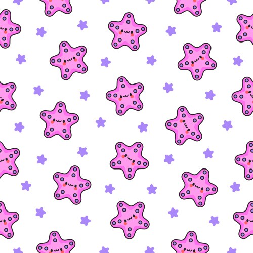 Cute kawaii sea shell seamless pattern coloring Vector Image