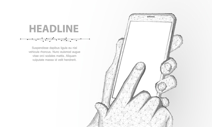 Mobile phone abstract polygonal wireframe closeup Vector Image