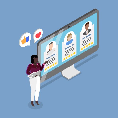 Website creating 3d isometric concept in outline Vector Image