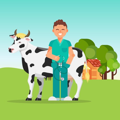 Cow in the farm Royalty Free Vector Image - VectorStock