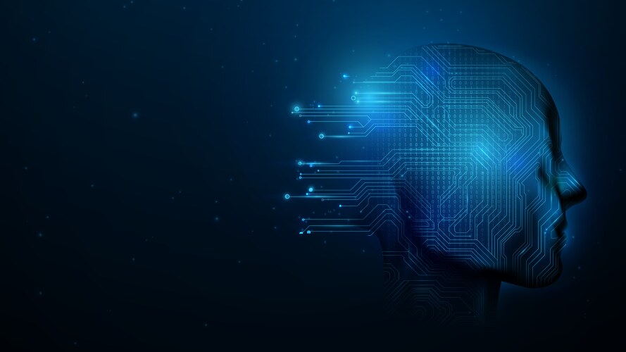 Human head combined with binary code Royalty Free Vector