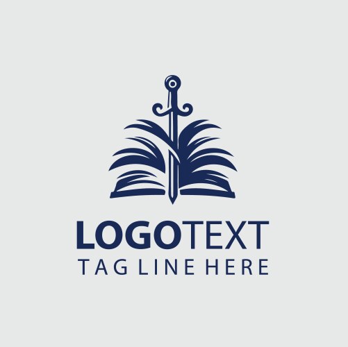 Sword book logo Royalty Free Vector Image - VectorStock