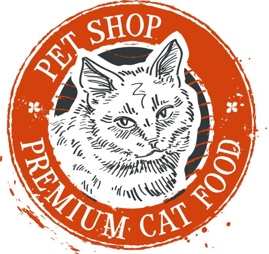 Cat food logo design template kitten Royalty Free Vector