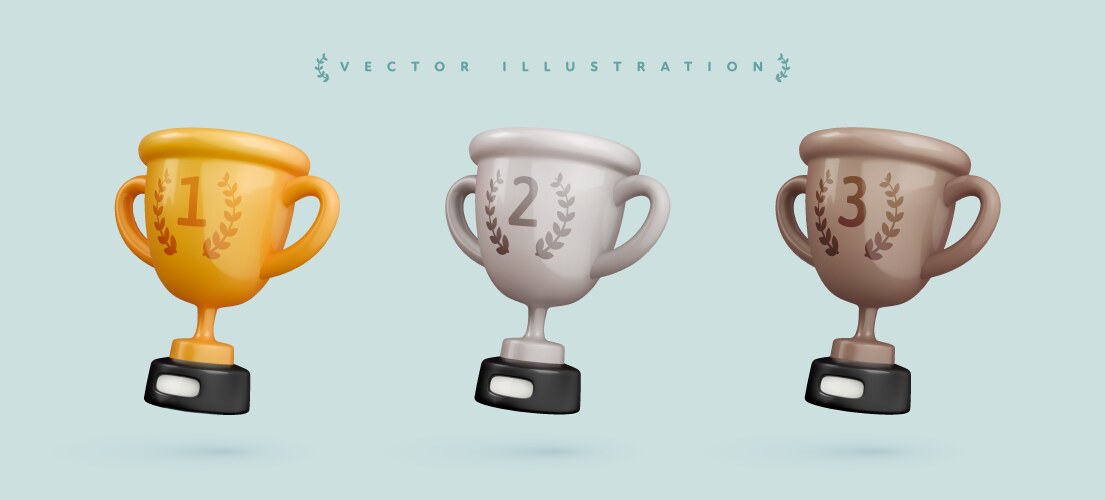 Champion cups collection golden silver bronze Vector Image