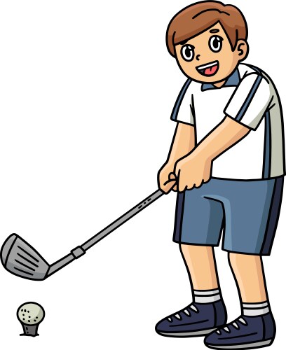 Golf golfer getting ready to hit colored cartoon Vector Image