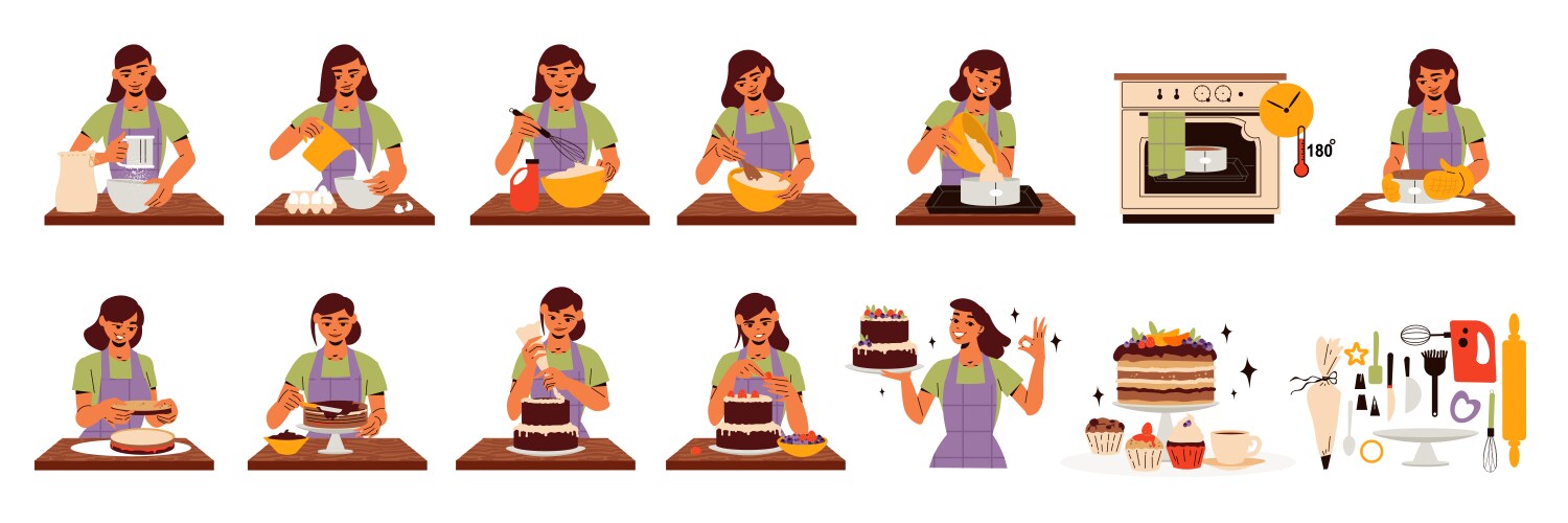 Homemade cooking big icon set Royalty Free Vector Image