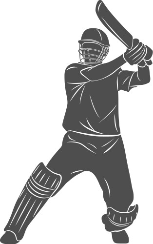 Cricket batsman with bat batting viewed from side Vector Image