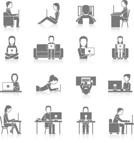 Different kids using computer Royalty Free Vector Image