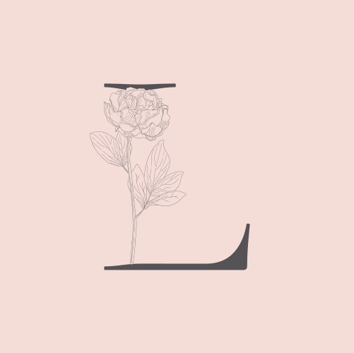 Hand drawn floral l monogram and logo Royalty Free Vector