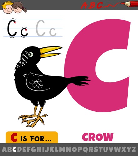 Animal alphabet with umbrella bird Royalty Free Vector Image