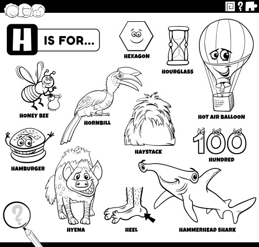 Monkey letter m coloring page Royalty Free Vector Image