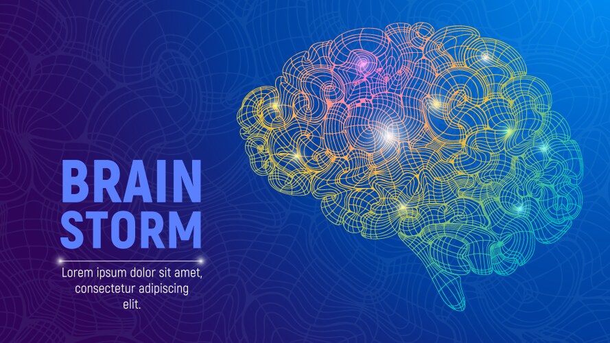 Brain drawing with dots texture Royalty Free Vector Image