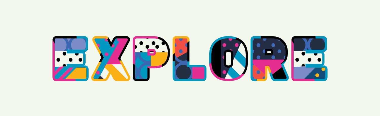 Explore space word logo design Royalty Free Vector Image