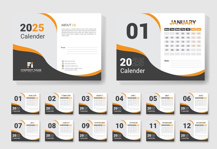 Desk calendar template 2025 design with good look Vector Image