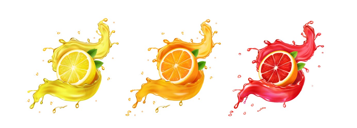 Lemon fruit juice splash realistic Royalty Free Vector Image