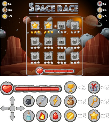 Space game background template and elements Vector Image