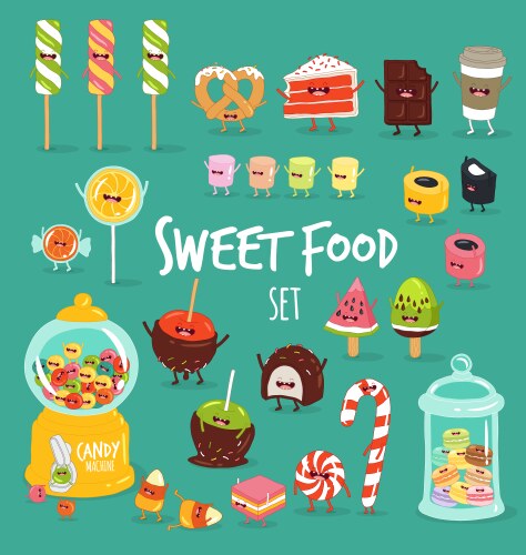 Animated fast food set Royalty Free Vector Image