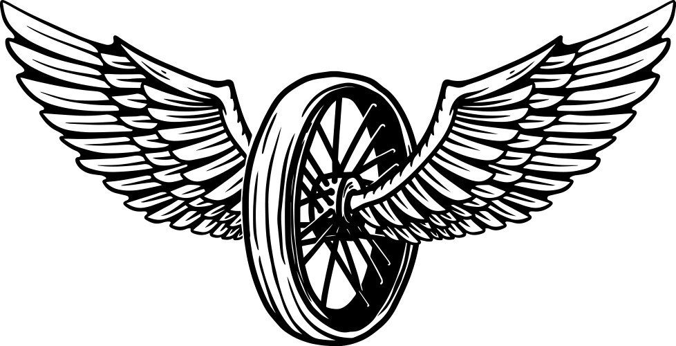 Winged motorcycle wheel on light background Vector Image
