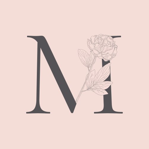 Hand drawn floral m monogram and logo Royalty Free Vector
