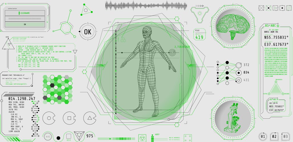Hud interface design for decoding big data Vector Image